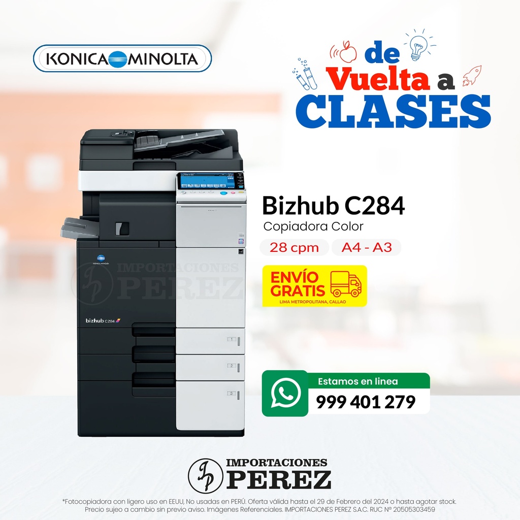 Fotocopiadora Konica Minolta Bizhub C284 | Importaciones Perez