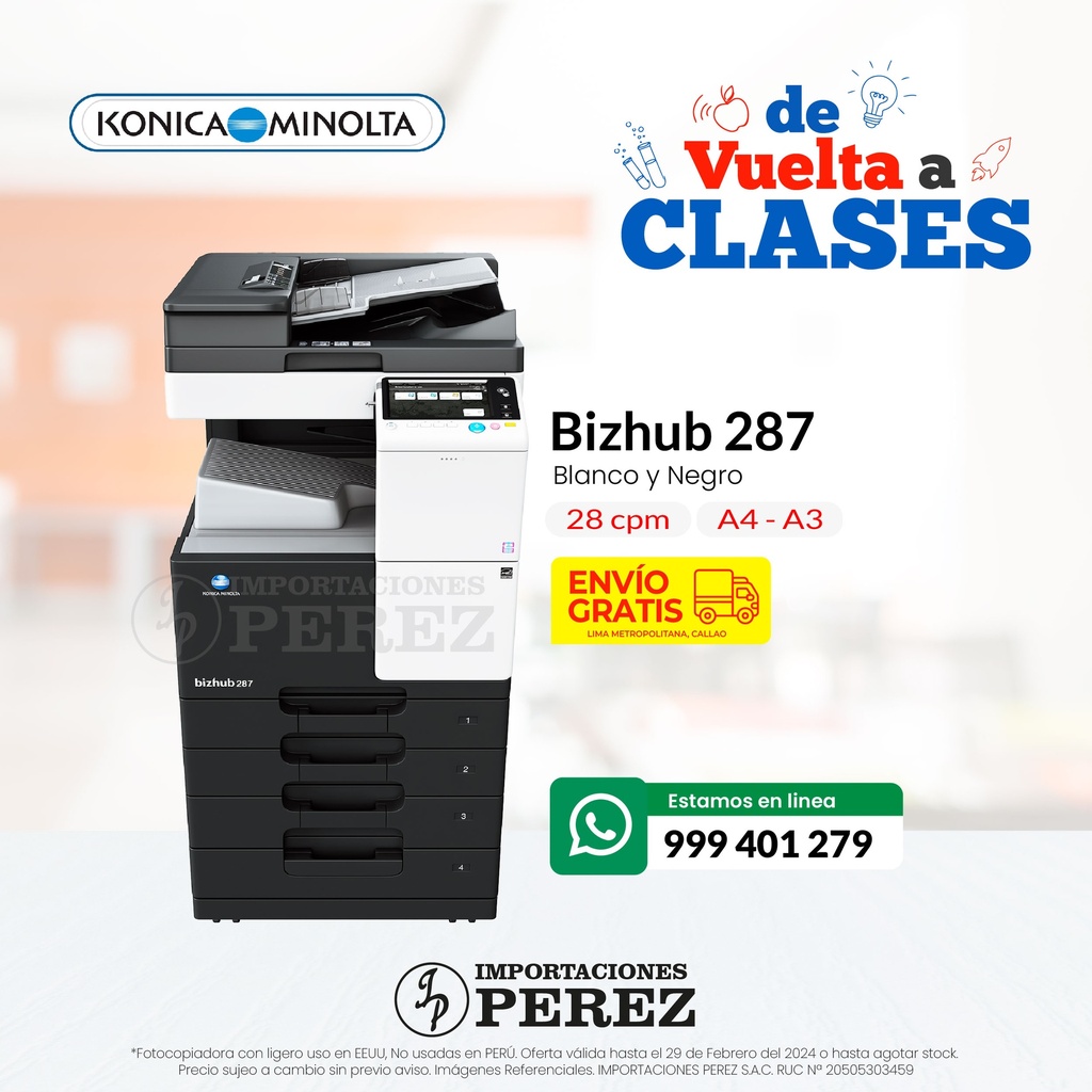 Fotocopiadora Konica Minolta Bizhub 287 | Importaciones Perez