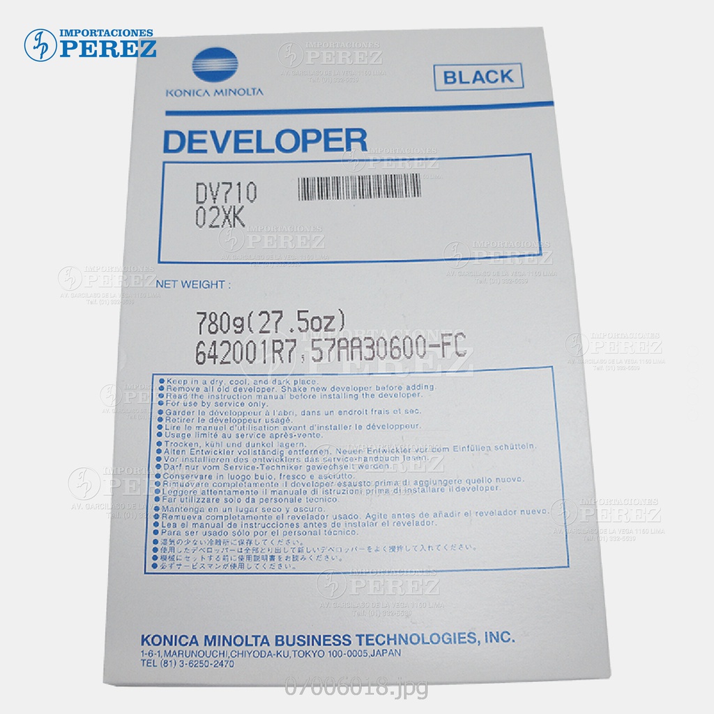 Revelador DV710 780g [Original - Konica Minolta] | Importaciones Perez