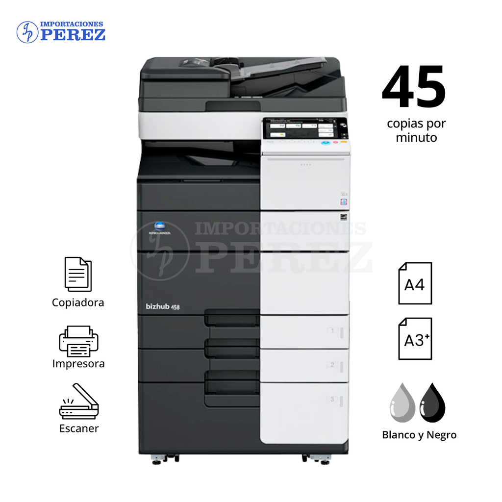 Fotocopiadora Konica Minolta Bizhub 458e | Importaciones Perez